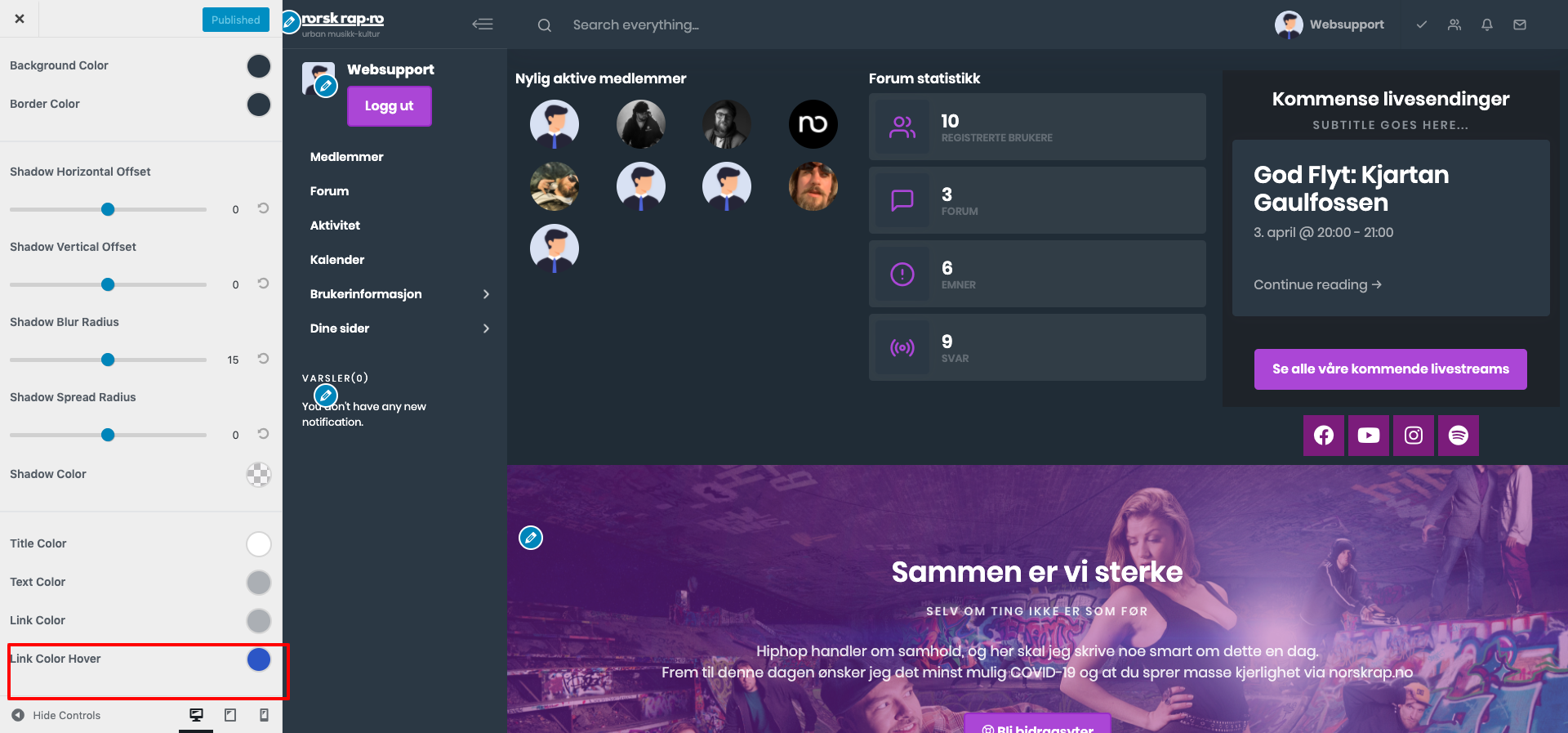 Wrong hover color on link • Themosaurus Support